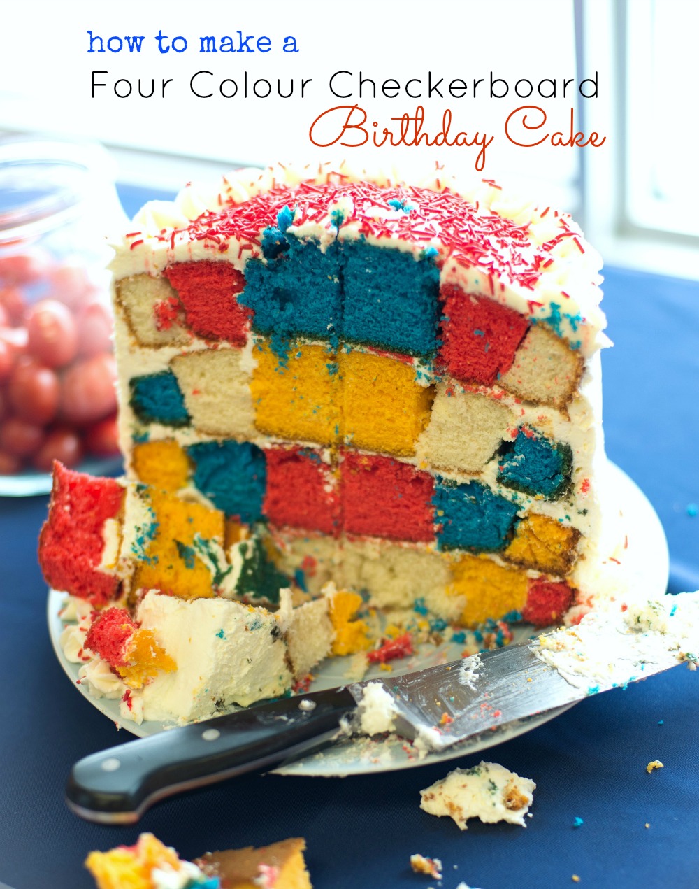 Four Colour Checkerboard Birthday Cake | Audrey's 74